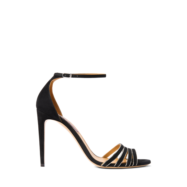 Black Conall Embellished Goat-Suede Sandal Ralph Lauren Collection 1