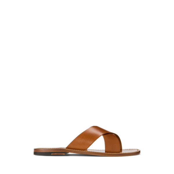Tan Leather Slide Sandal Purple Label 1